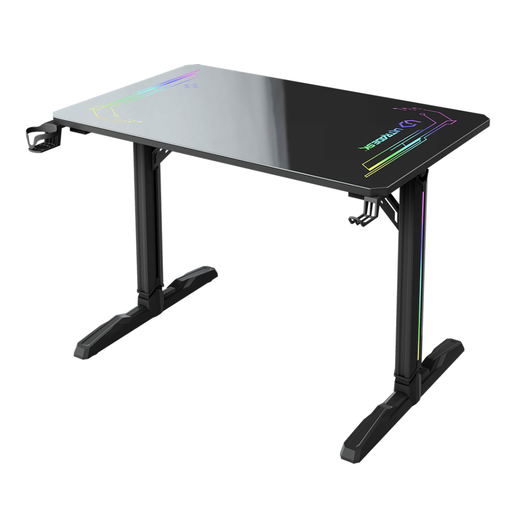 Ultradesk FREEZE V2 - Desk with glass desktop and LED RGB Prismatic