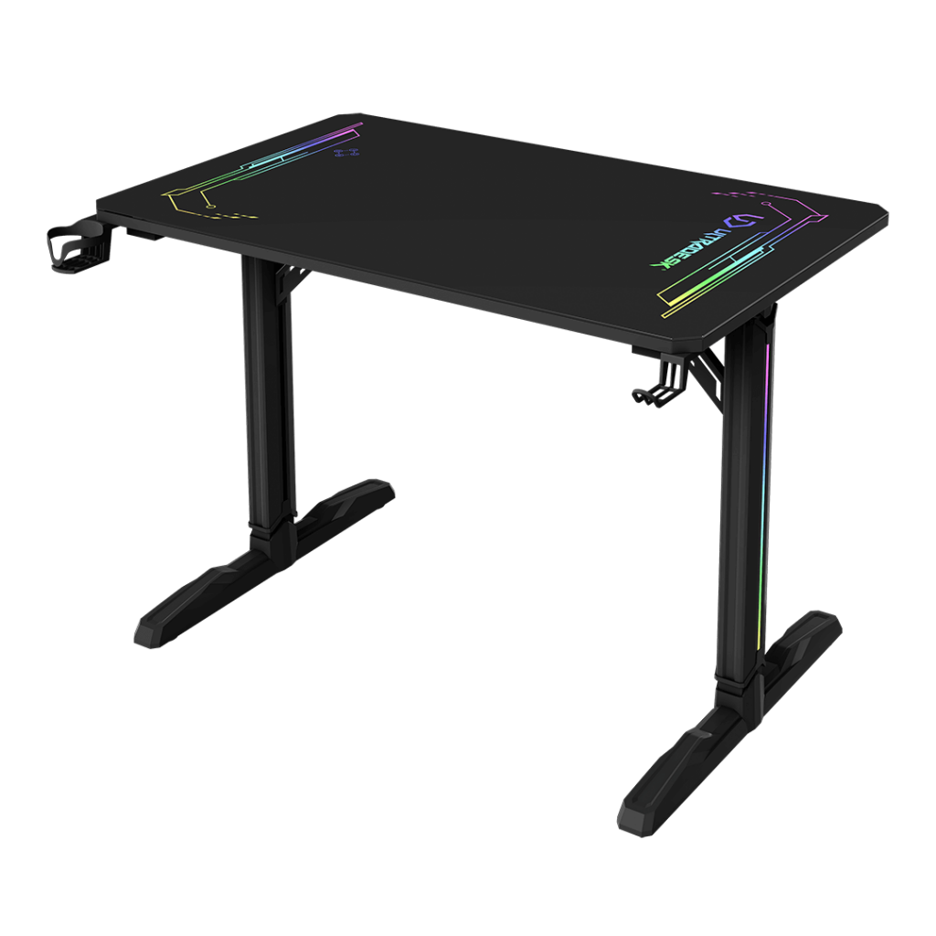 Ultradesk FREEZE V2 - Desk with glass desktop and LED RGB Prismatic