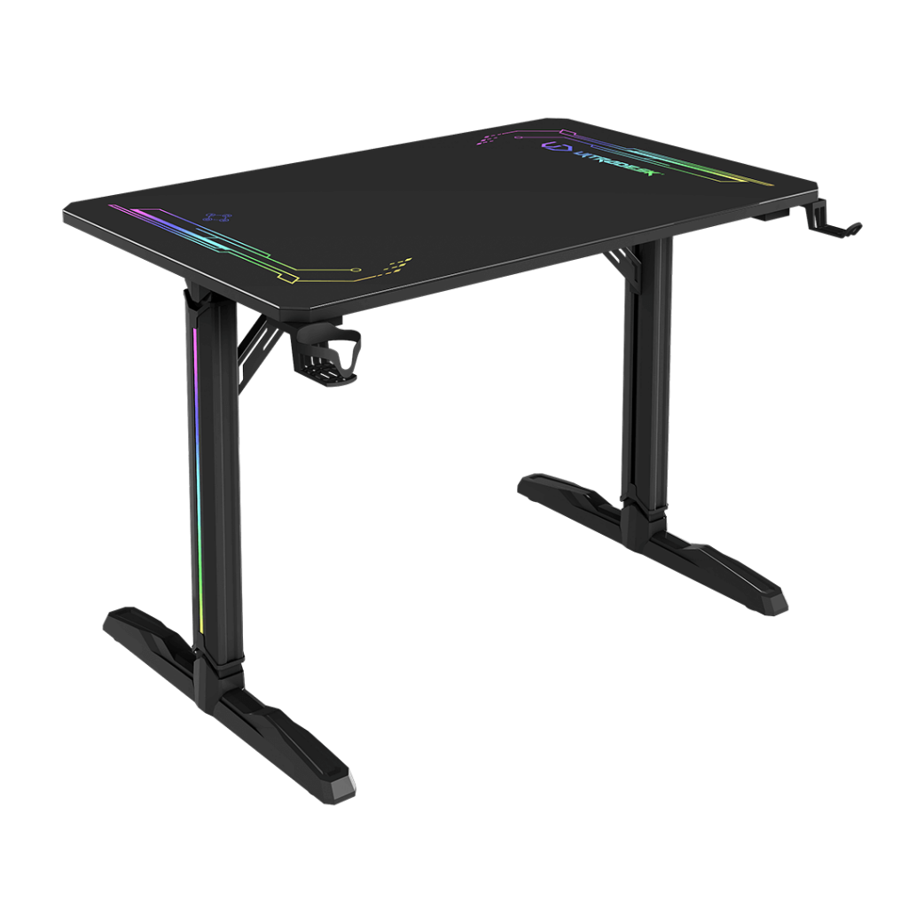 Ultradesk FREEZE V2 - Desk with glass desktop and LED RGB Prismatic