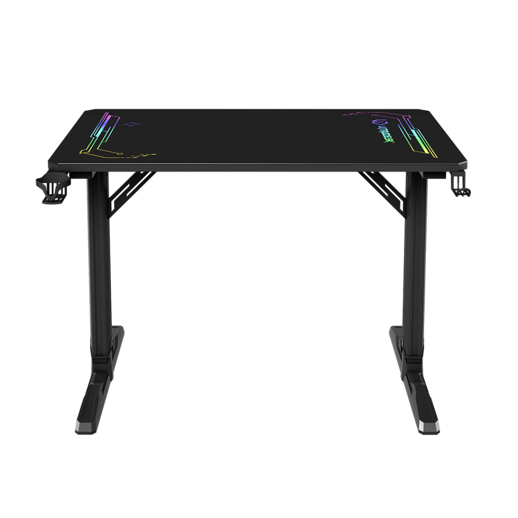 Ultradesk FREEZE V2 - Desk with glass desktop and LED RGB Prismatic