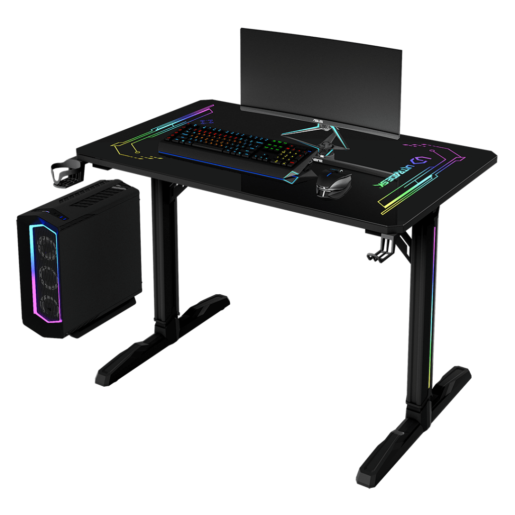 Ultradesk FREEZE V2 - Desk with glass desktop and LED RGB Prismatic