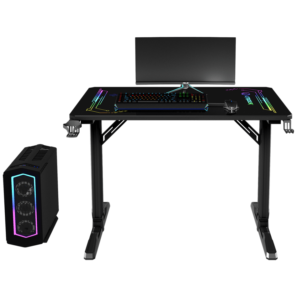 Ultradesk FREEZE V2 - Desk with glass desktop and LED RGB Prismatic