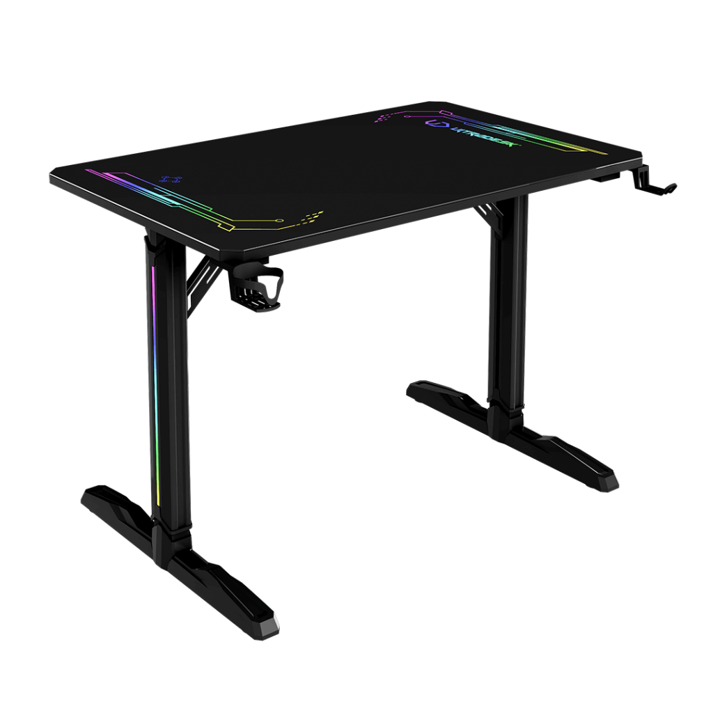 Ultradesk FREEZE V2 - Desk with glass desktop and LED RGB Prismatic