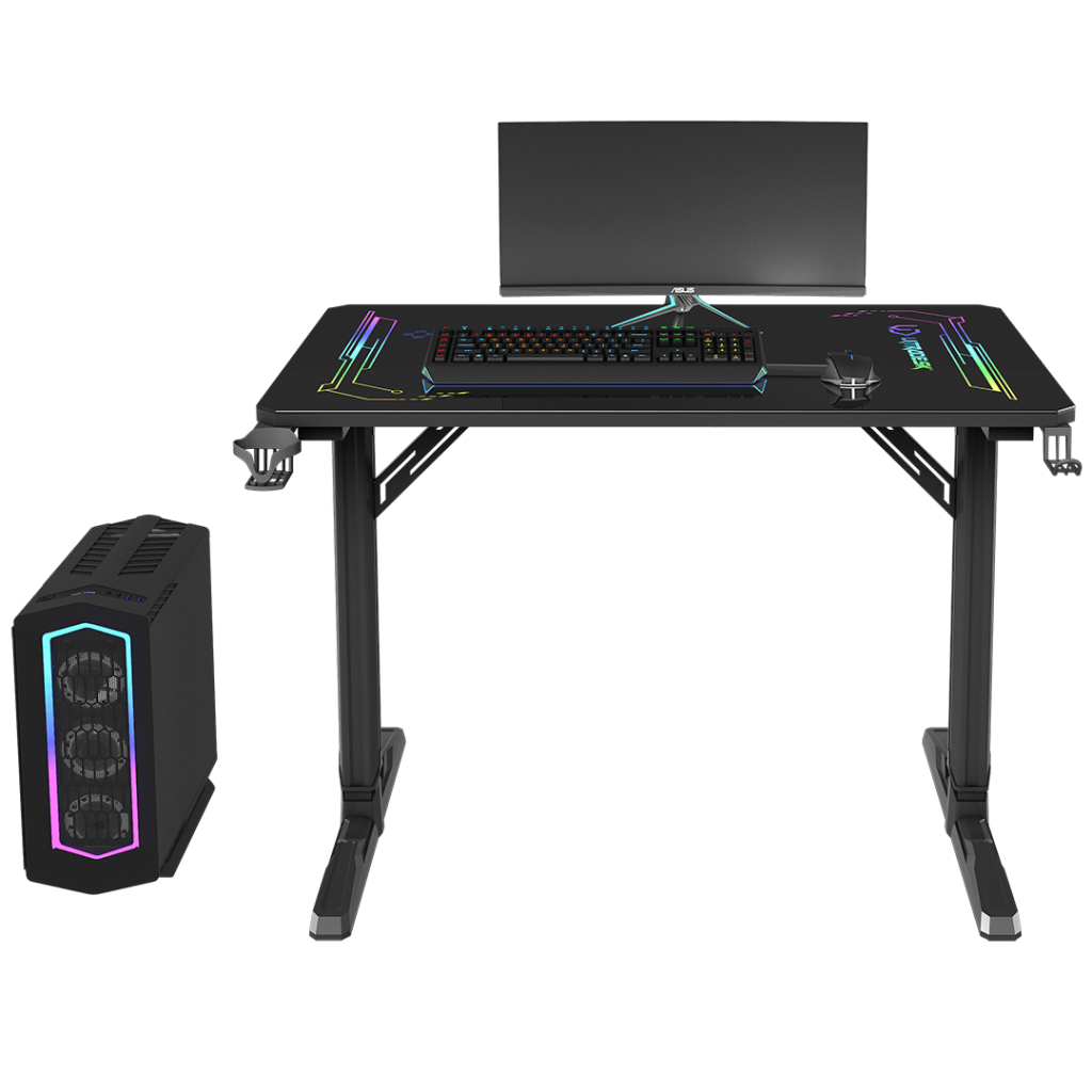 Ultradesk FREEZE V2 - Desk with glass desktop and LED RGB Prismatic